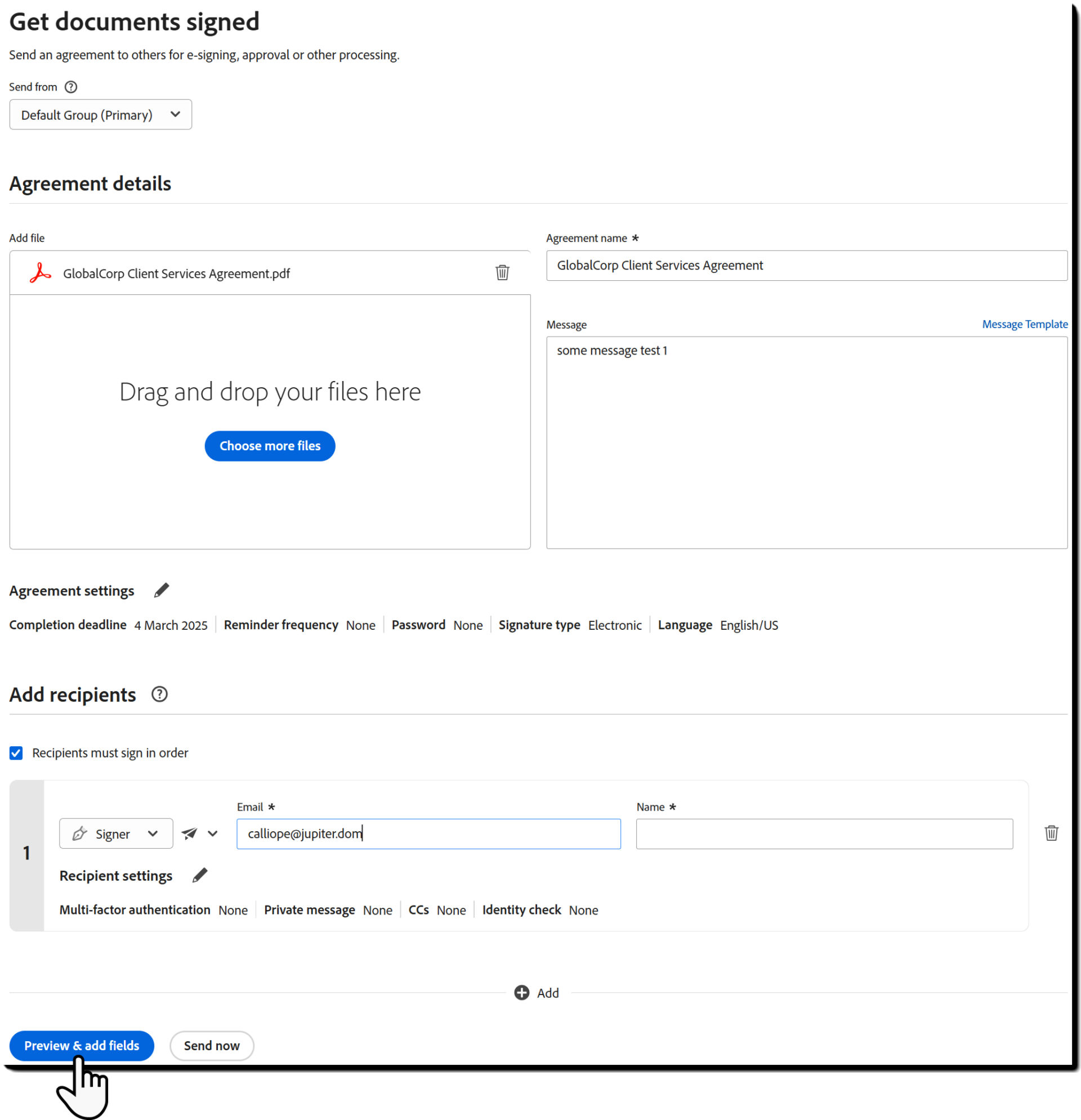 Apply a form field template to your uploaded document
